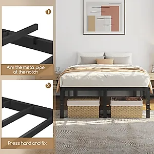 Yaheetech 18 Inch Full Bed Frames Heavy Duty Metal Platform Bed with Under Bed Storage, No Box Spring Needed, Easy Assembly, Sturdy Steel Slat Support, Black