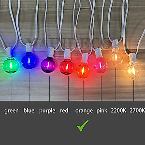 MAINDECO G40 LED Replacement Bulbs, Clear Orange,120V,0.5W, E12 Base,Outdoor Shatterproof Plastic Bulb,for String Light -25Pack