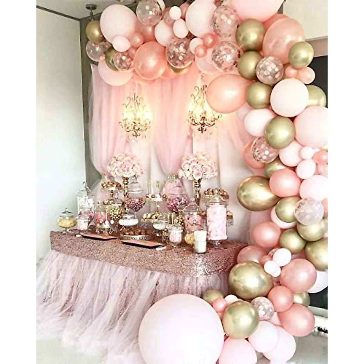 126 Pieces Rose Gold Balloons Birthday Party Decorations for Women, Rose Gold Balloon Garland Arch Kit, Rose Gold Pink and Gold Balloons for Baby Shower Graduation Bachelorette Globos Para Fiestas