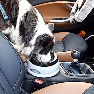 Love Dream No Spill Dog Water Bowl, No Drip Slow Water Feeder Dog Bowl No Slip Vehicle Carried Pet Water Dispenser 25 oz with Floating Disk Slow Drinking Bowl for Dogs Cats (Pink)