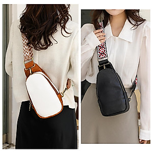 Huwzder Sling Bag for Women PU Leather Sling Bag Small Crossbody Sling Backpack Multipurpose Chest Bag for Women Cycling (A-Orange)