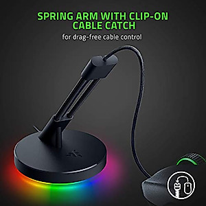 Razer Mouse Bungee V3 Chroma - Mouse Cable Holder with RGB Lighting (Spring Arm with Cable Clip, Heavy Non-Slip Base, Cable Management) Black