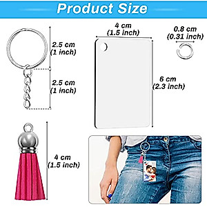 Modacraft Sublimation Keychain Blanks Bulk 120Pcs Sublimation Keychain Blanks Set with Rectangle Sublimation Blanks, Keychain Tassels, Keychain Rings and Jump Rings for DIY Keychain Crafting