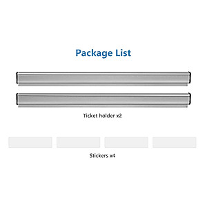 2PCS Restaurant Order Ticket Holder,12 Inch Aluminum Wall-Mounted Receipt Holder for Restaurant Silver Job Ticket Holder for Commercial Slide Check Rack for Kitchen Office Cafes Bar