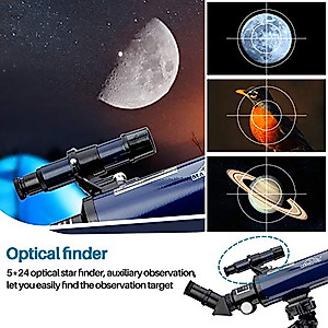 MAXLAPTER Telescope for Adults Astronomy Beginners, 70mm Aperture Refractor Telescope for Astronomy, Portable Telescope with Tripod, Smartphone Adapter, Two Eyepieces, Backpack