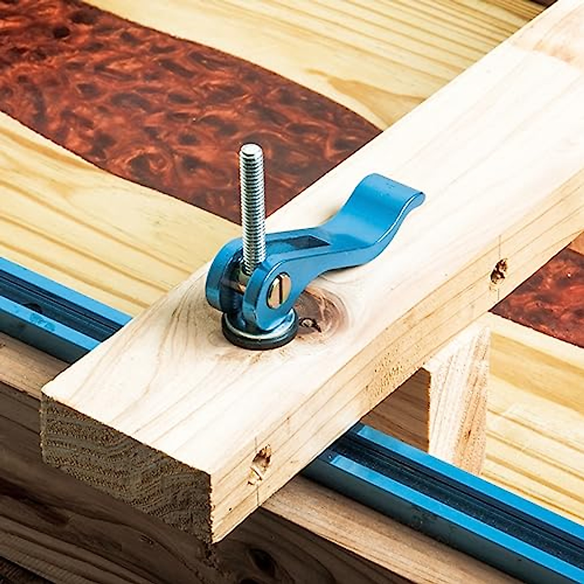 POWERTEC 71502 Aluminum Cam Clamp for Woodworking, 5/16”-18 Threaded Insert - 4PK