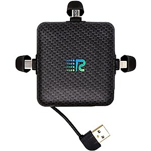 Rush Charge Wireless Power Bank (Black) – Trident 3-in-1, 4000mAh Portable Battery Bank for Samsung, iPhone, Earbuds, & More - Micro USB, Lightning, & USB C Power Bank – Travel Slim Power Bank