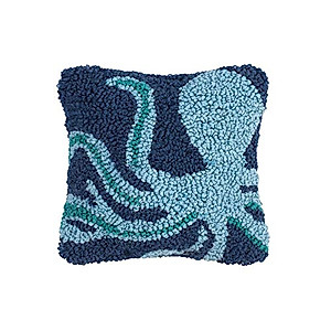 C&F Home Octopus Petite Hooked Pillow 8" X 8" Square Soft Woven Throw Pillow for Couch Sofa Bed Chair Acrylic 8 x 8 Blue