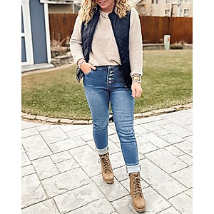 GRAPENT Cute Winter Outfits for Women Fleece Lined Jeggings Womens Jeans Skinny Denim Jeggings Slimming Jeans Slim Jeans Color Classic Blue Size L Large Size 12 Size 14