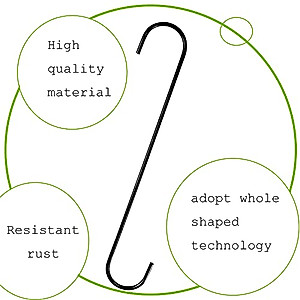 8 Pack S Hooks Heavy Duty 12 Inch Large S Shape Hooks for Hanging Plant Pots and Pans Steel Metal Hanger Hooks Black Long S-Hooks for Hanging Clothes, Plants, bird feeders, Garden Indoor Outdoor