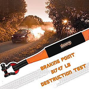 AUREOLE Tow Straps Heavy Duty Recovery Rope Kit 3" x 30ft Snatch Straps Lab Tested 35,000lb Break Strength,22% Elongation 100% Nylon Strap + 3/4 D Ring Shackles (2 Pack) with 4 Washers + Storage Bag