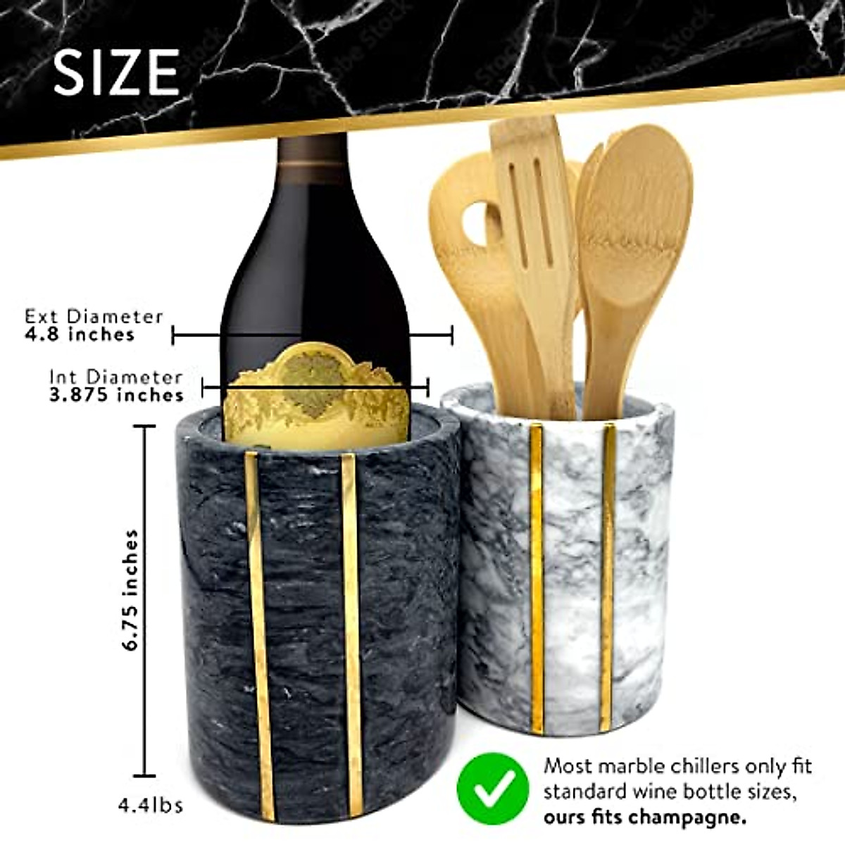 French KOKO Marble Wine Chillers, Wine Utensil, Table Top Wine Chiller Table Top Bucket Table Holder Wine Cart Accessories Vino Cooler Bottle Holder Green and Gold