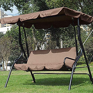 Swing Chair Cushion Cover, 3 Seat Outdoor Waterproof Swing Seat Cushion Cover Swing Chair Protection Cover for Patio Courtyard Garden 60 x 20 x 20in(Brown)