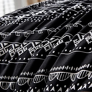 Black Aztec Comforter Set Queen,Boho 7 Pieces Bed in a Bag Comforter Bohemian Bedding Set Soft Microfiber Queen Size(1 Comforter,2 Pillowcases,2 Pillow Shams,1 Flat Sheet,1 Fitted Sheet)