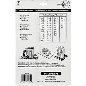 Hillman 847017 3" Peel-Off White Vinyl Letters & Numbers Pack