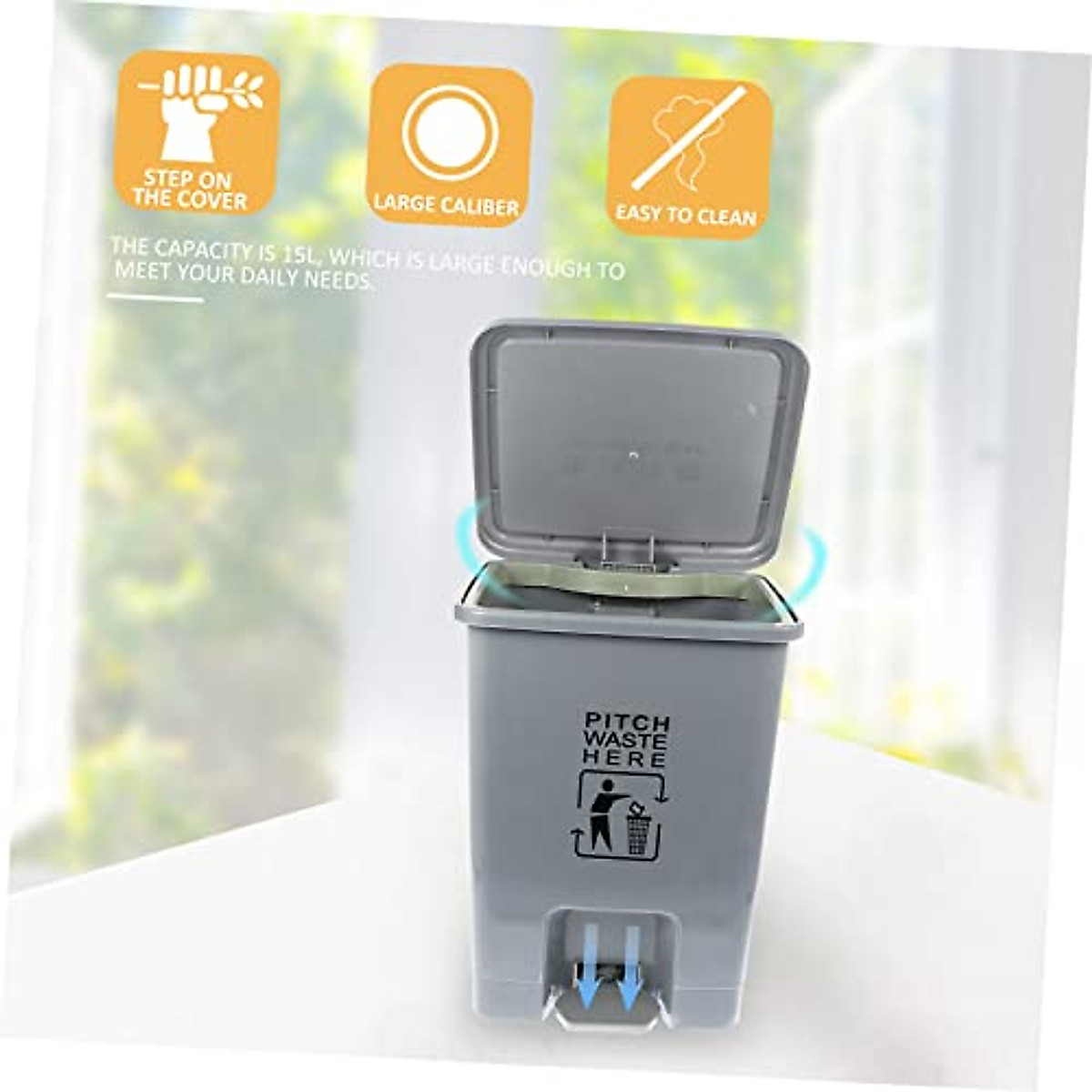 Operitacx 1pc Pedal Trash Can Round Trash Can Desk Dumpster Mesh Trash Can Dustbin Rubbish Can Kitchen Home Dustbin Large Capacity Garbage Can Waste Bin Rubbish Container Grey Plastic Simple