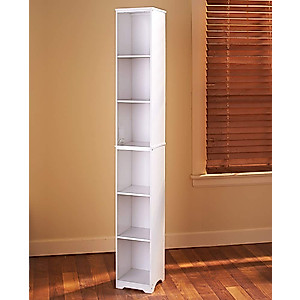Accents Depot Slim Storage Tower with Six Shelves for Hallways, Closets and Bathrooms - White