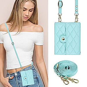SZHAIYU Women Wallet Purse for Samsung Galaxy Z Flip 5 5G Case Crossbody with Credit Card Holder Strap Lanyard RFID Blocking Protection Flip Leather Zipper (Green, Z Flip 5)