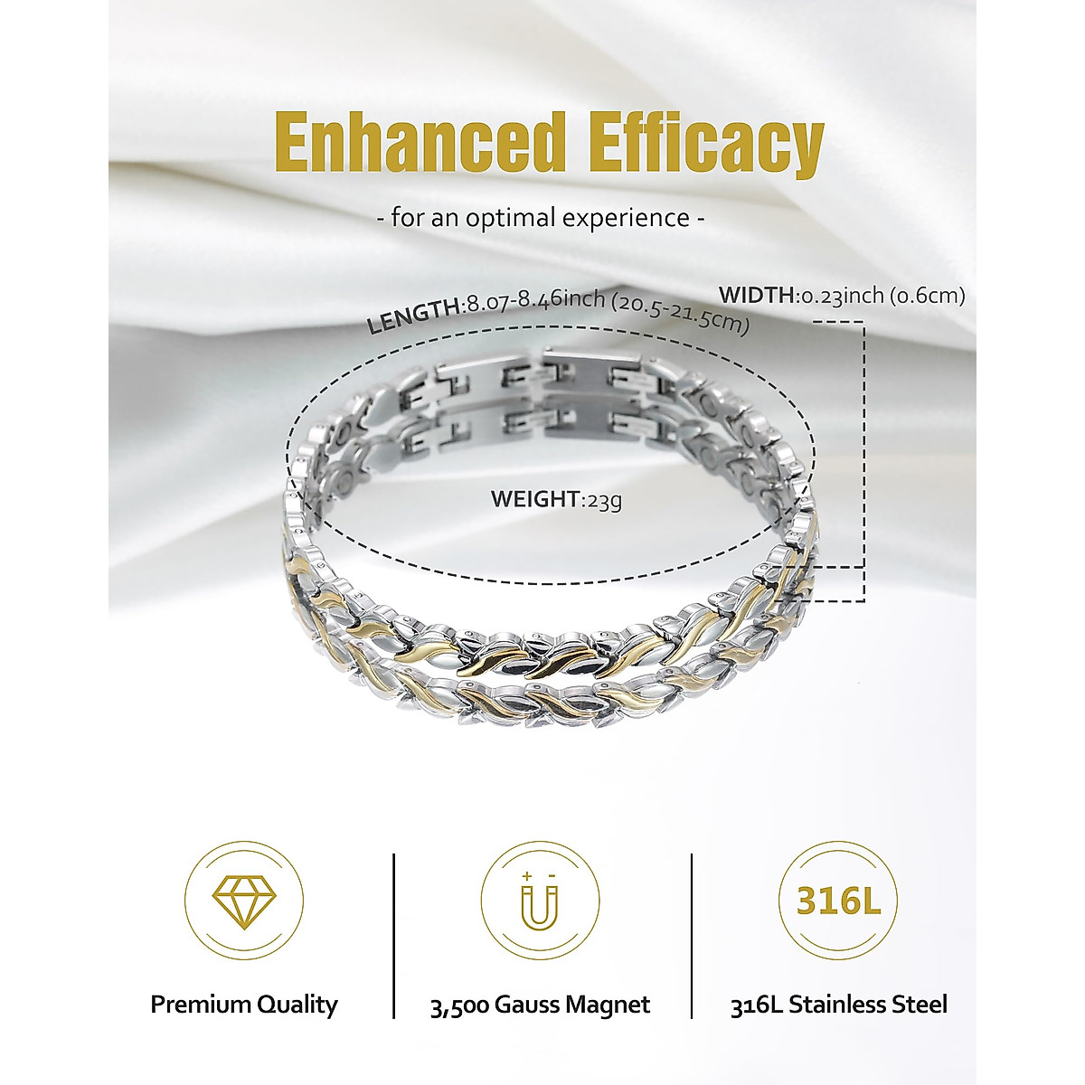 Jecanori Magnetic Bracelets for Women, Ultra Strength 3500 Gauss Magnet Bracelet, Mermaid Titanium Steel Bracelets Jewelry Gifts for Women with Sizing Tool