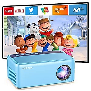 Mini Video Projector for Cartoon, Portable Outdoor Movie Projector for Kids Gifts, XOPPOX Small Home Theater Projector for Phone with HDMI USB AV Interfaces