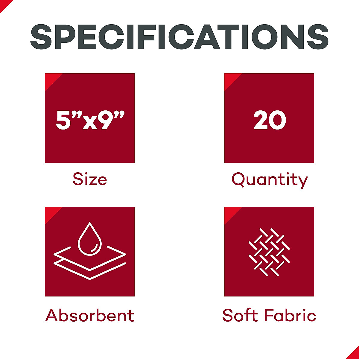 Dealmed 5" x 9" Abdominal (ABD) Combine Pads, Sterile, Individually Wrapped, Disposable, Latex-Free Wound Dressing for First Aid Kit and Medical Facilities, 20/Box (Pack of 1)