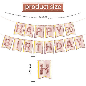30th Birthday Decorations for Women, Rose Gold 30th Birthday Decorations Includes 30th Birthday Banner and Hanging Swirls for Women, 30th Birthday Party Supplies 17PCS
