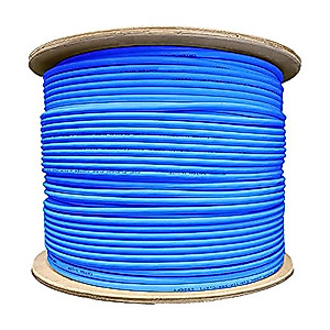 iTechCables, Cat6a Plenum 1000ft CMP Rated Pure Copper, 750Mhz, Solid Ethernet Cable, 23AWG, 10 Gigabit Ethernet Cable, Unshielded Twisted Pairs (6a UTP) (Blue)