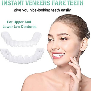 Denture Teeth Temporary Fake TeethSnap On Veneers, Snap in for Men and Women,Cover The Imperfect Teeth,No Pain No Shot Drilling,Fix Confident Smile(2 Pcs)-BB01