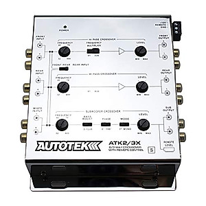 Autotek ATK2 3X Active Crossover Processor (Silver) – 8.5 Volts, 2-Way and 3-Way, Remote Bass Control Included, Built-In Crossovers, Level Adjust