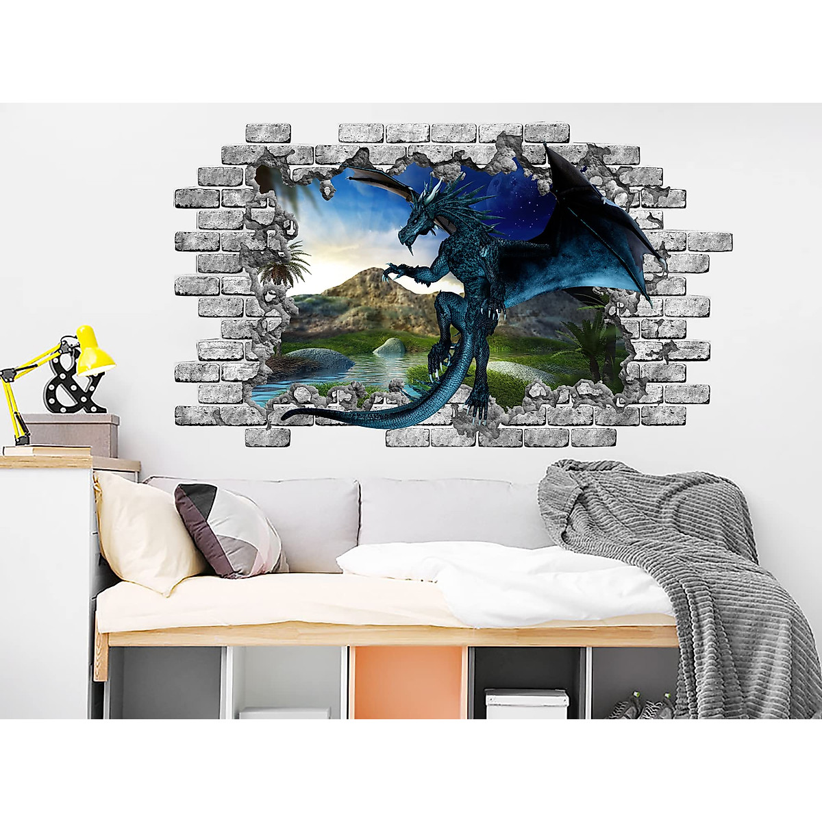 Dragon Wall Decal, Dragon Removable Vinyl Sticker, Dragon Wall Mural, Peel and Stick, Dragon Bedroom Decor C2136