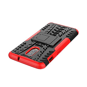 Phone Case for Oneplus 7 6T with Tempered Glass Screen Protector Cover and Stand Hard Rugged Hybrid Cell Accessories Oneplus6T A6013 Oneplus7 GM1900 One Plus6T 1+ Plus7 1 Plus 1plus Cases Black Red