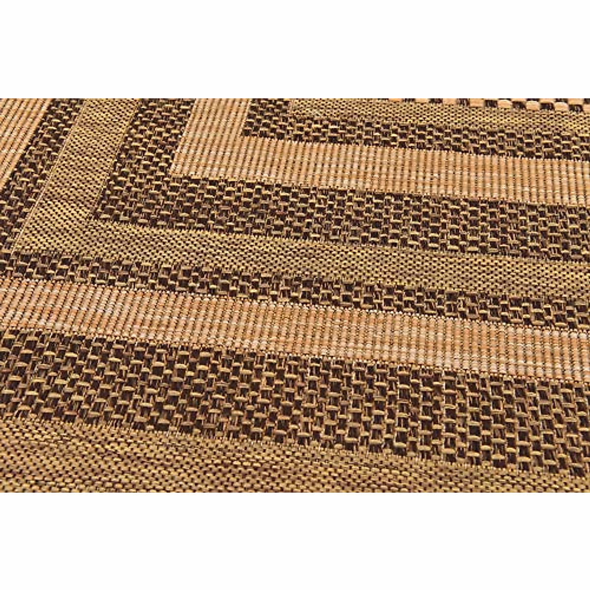 Unique Loom Outdoor Border Collection Area Rug - Multi Border (9' x 12' Rectangle, Light Brown/ Brown)