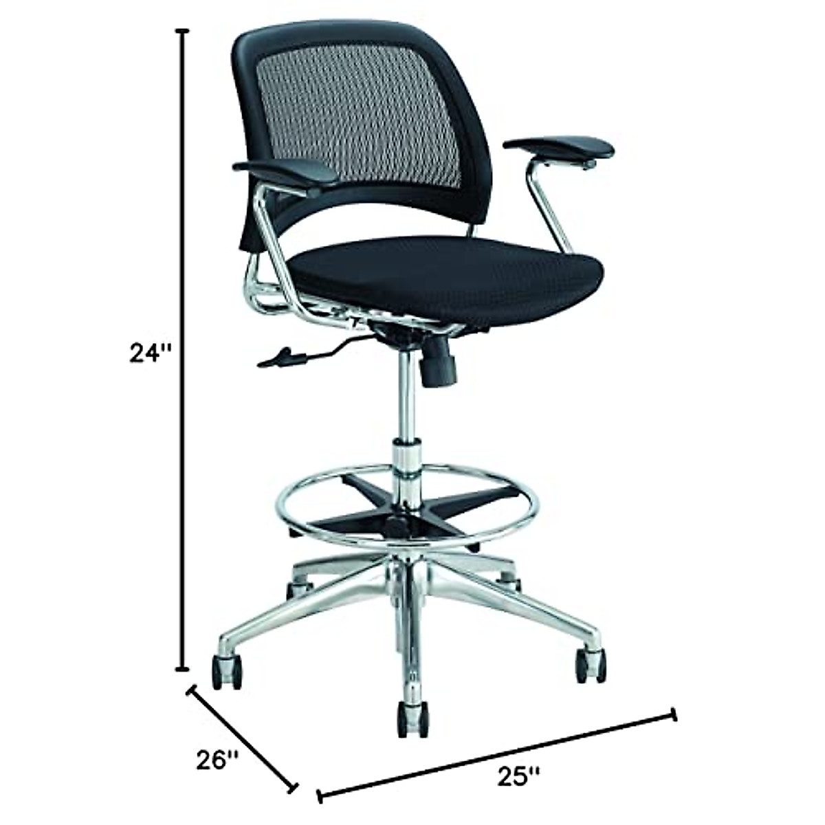 Safco Products 6820BL Reve Extended Height Mesh Back Task Chair, Black