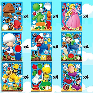 Video Game Make a Face Stickers Cute Funny Cartoon Brother Make Your Own Face Stickers for Kids Boys Girls Birthday Party Favors Goodie Bags Gifts Laptop Luggage Notebook Room Wall Reward Stickers