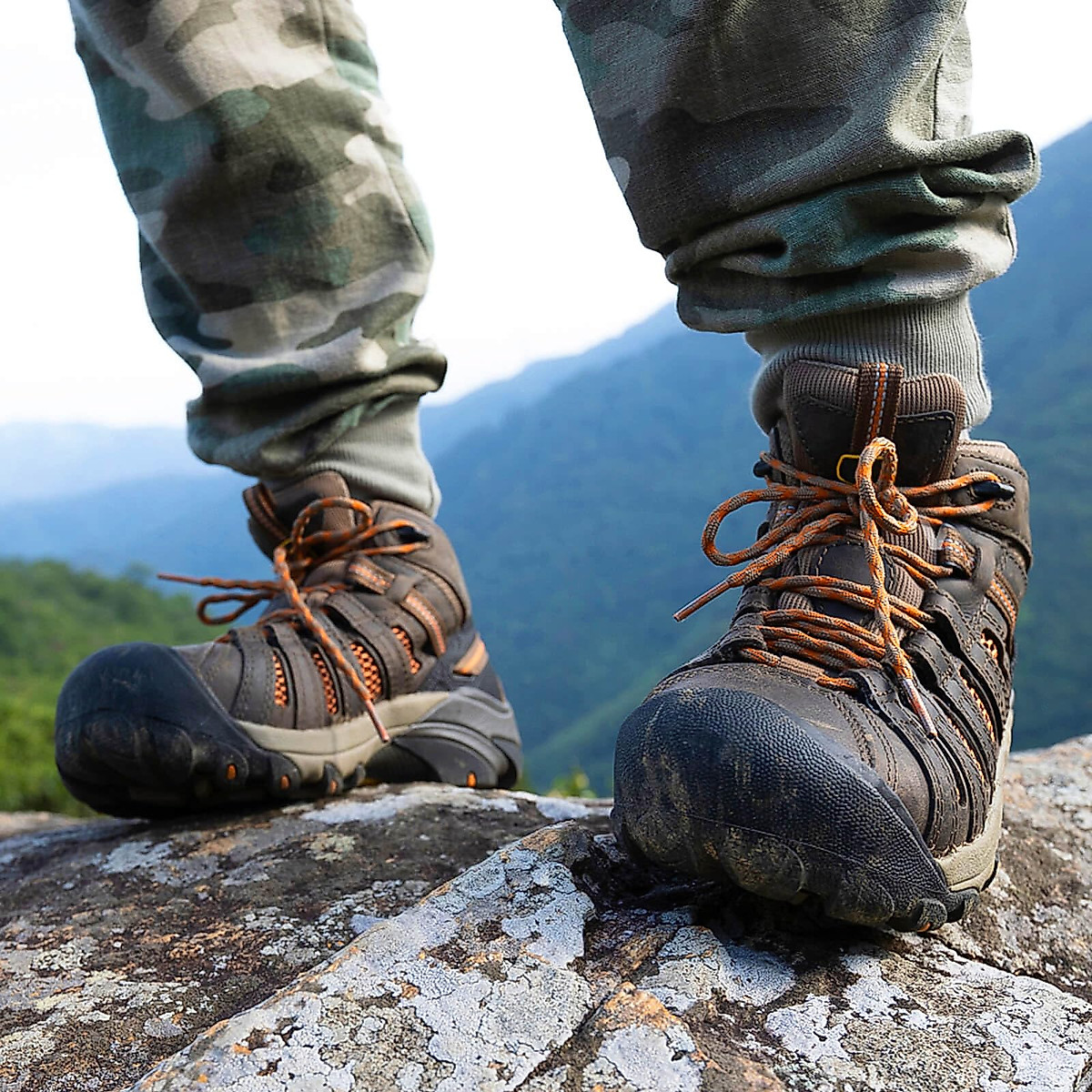 DELELE 2 Pair Round Wave Non Slip Outdoor Mountaineering Climbing Shoe Laces String Rope Blue&Black Hiking Shoelaces Men Women Shoestrings-55 inch