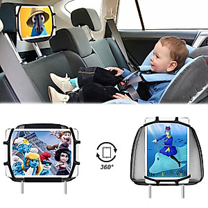 afontoto Anaoer Car Headrest Mount Silicon Holder, Universal Tablet Holder in Back Seats, Car Mount Angle-Adjustable Car Headrest Holder Fits All 7-12.9 inch Tablets/Game Machines