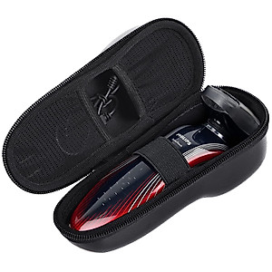 Joogee Travel Razor Case, Hard Case for Men's Shavers, Black Leather Organizer Carrying Bag