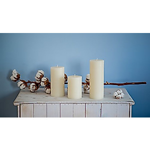 Set of 3 Pillar Candles 3" x 6" Unscented Handpoured Weddings, Home Decoration, Restaurants, Spa, Church Smokeless Cotton Wick - Ivory