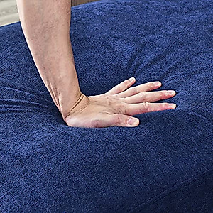 HomsSof Sectional Sofa with Pulled Out Bed Couch,2 Seats Sofa and Reversible Chaise with Storage,MDF Shelf Armrest,Two Pillows,88" x52" x 34",Navy Blue