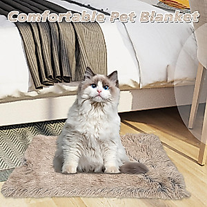 PJYuCien Fluffy Fleece Calming Pet Throw Blanket, Super Soft and Warm for Indoor Cats and Dogs, Small 16 * 24", Machine Washable, Grey Puppy Blanket(Brown)