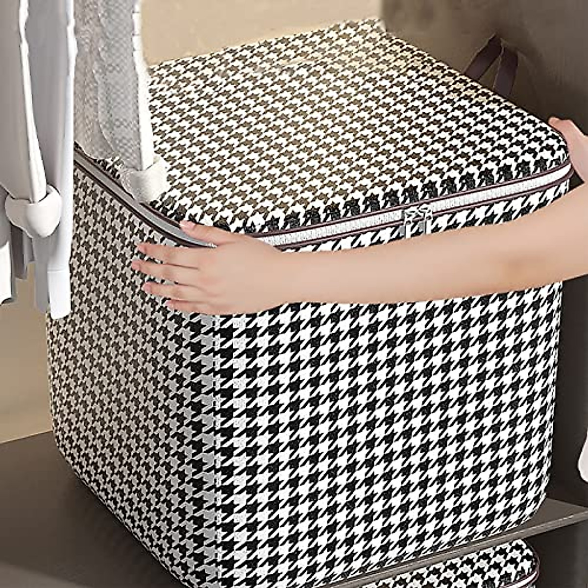 RnemiTe-amo Clothes Organizer Storage Bags, 180L Foldable Blanket Storage Bags with Durable Handles Thick Fabric for Organizing Bedroom, Closet, Clothing, Comforter,Bedding, Sturdy Zippers (180L)