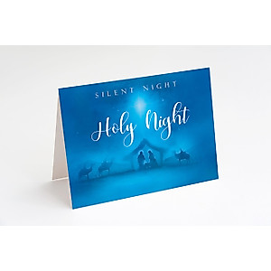 JBH Creations Silent Night Religious Christmas Card with Scripture - Pack of 24