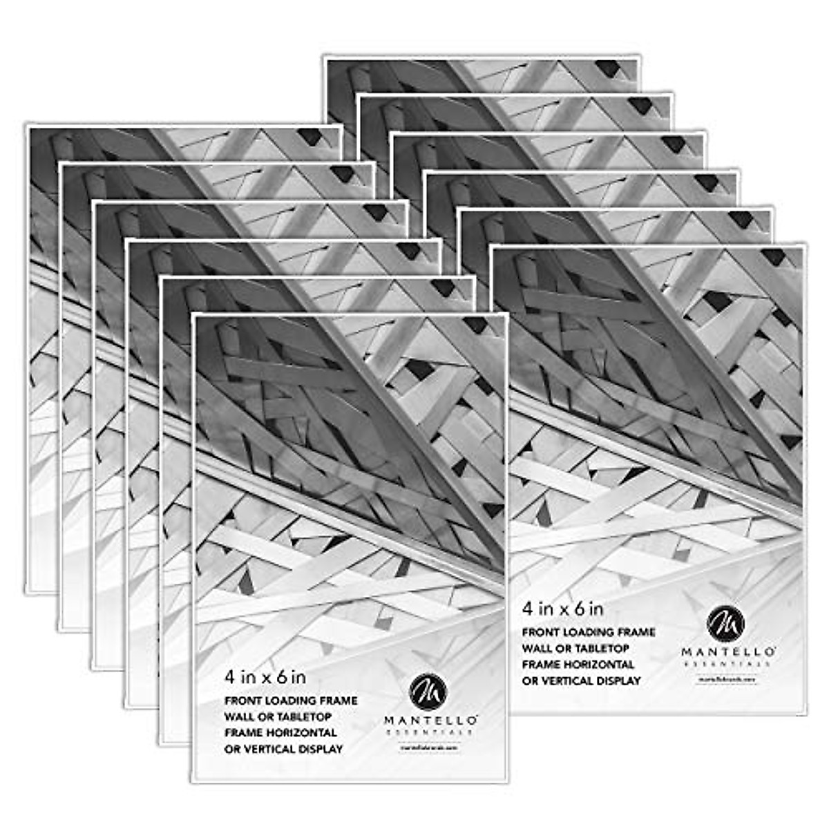 Mantello Picture Frames 4x6 Set of 12 - Small Picture Frame, Front Loading 4 x 6 Frame Set - Wall Frames, White Picture Frames, 4x6 Picture Frames- 12 Pack, White