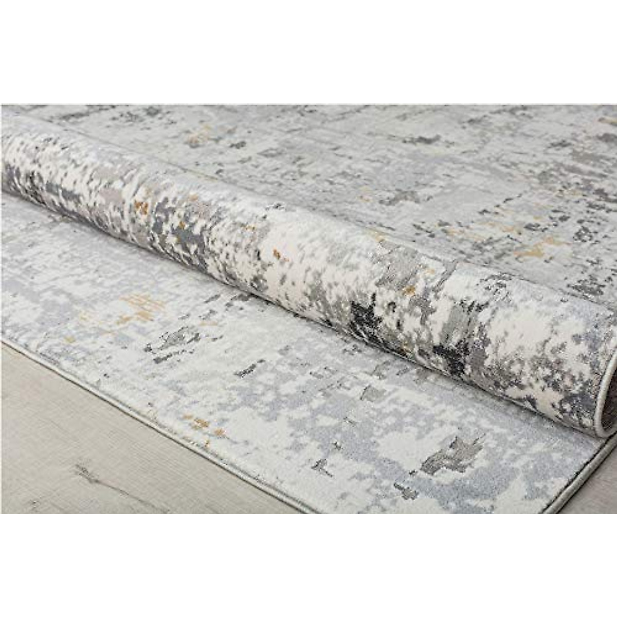 Rugs America Austin AD90A Iron White Abstract Transitional Area Rug 5'3" x 7'0"