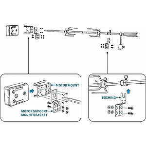 onlyfire 6902 Universal Barbecue Grill Stainless Steel Rotisserie Motor Bracket Set