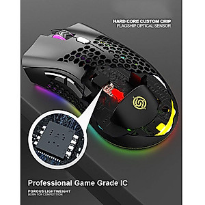 Lightweight Gaming Mouse,Rechargeable Wireless Gaming Mouse with USB Receiver RGB Backlight Computer Mouse for Laptop PC