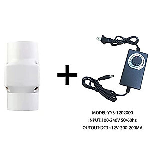 TTiiLoe Inline Duct Fan 2 Inch 50mm Ventilation Exhaust Booster 62 CFM Quiet Fan Filter Duct Kit 6W 12V Intake Fume Extractor Blower for Attic Kitchen Grow Tent (2 inch/50mm, Adjustable Speed)