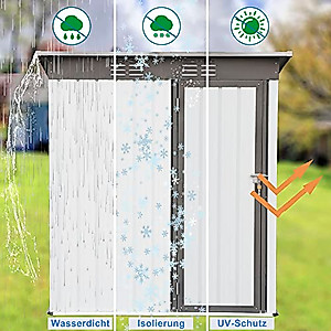 UBGO Outdoor Storage Shed, Galvanized Metal Garden Shed with Lockable Doors, Tool Storage Shed for Patio Lawn Backyard Trash Cans(5 x 3 FT)