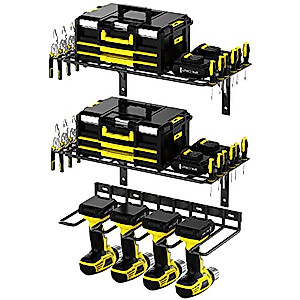 ENONCI Power Tool Organizer Wall Mount, Adjustable Design Garage Organization, Garage Storage Drill Holder Wall Mount, Garage Shelving Tool Organizer for Garage Pegboard Workshop