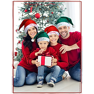 Leumoi 50 Pieces Naughty and Nice Plush Christmas Santa Hats Decorative Red and Green Christmas Hat Xmas Santa Hats for Adults Kids Women Men Funny Decoration Holiday Party Costume Supply